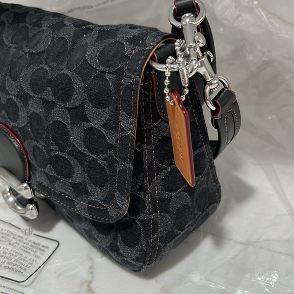 Coach | Bags | Coach Tabby Washed Denim Black Denim Signature Soft ...